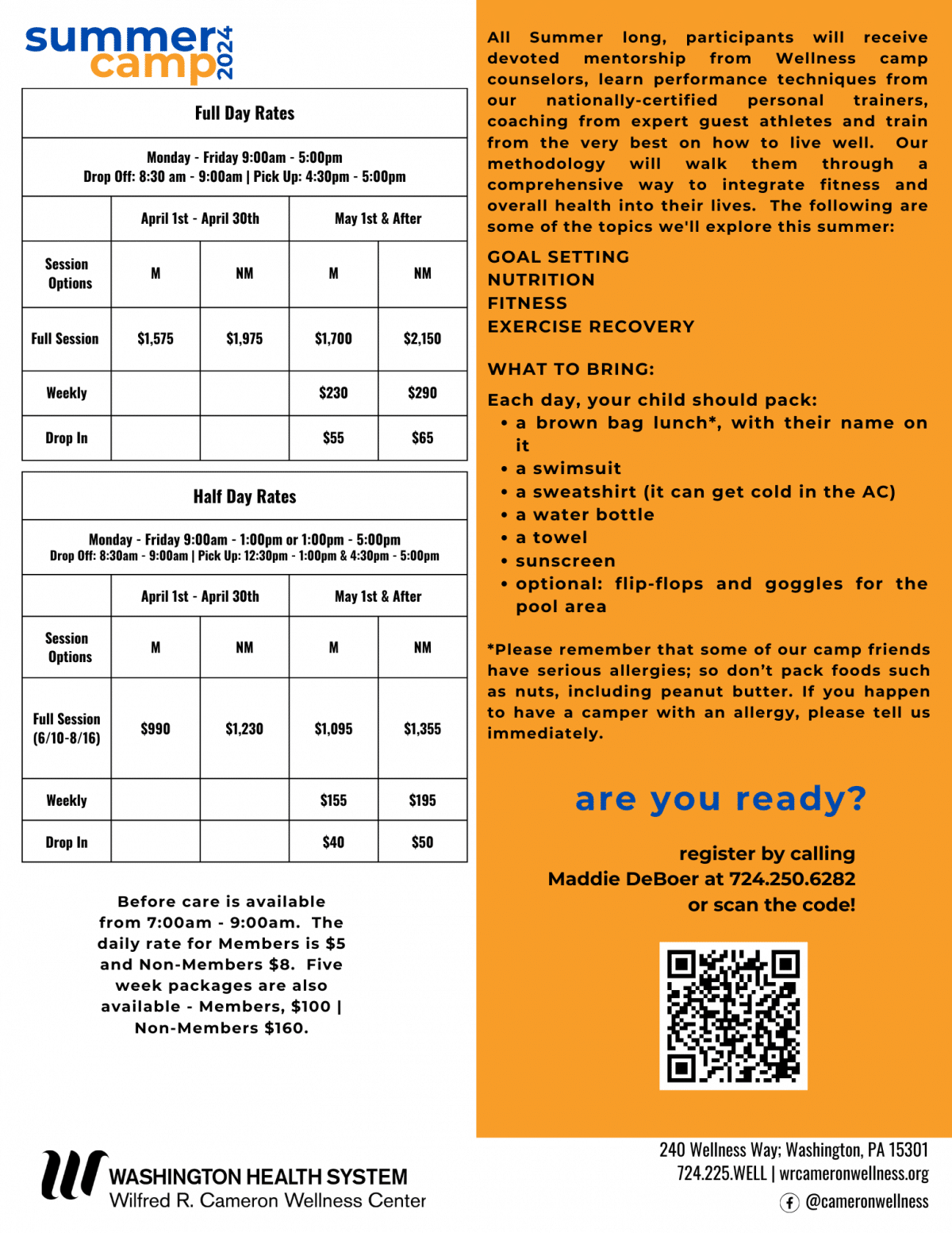 Kids Camps and Activities | Wilfred R. Cameron Wellness Center